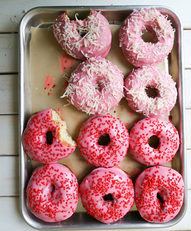 Pink Valentine Cake Doughnuts - The Little Epicurean