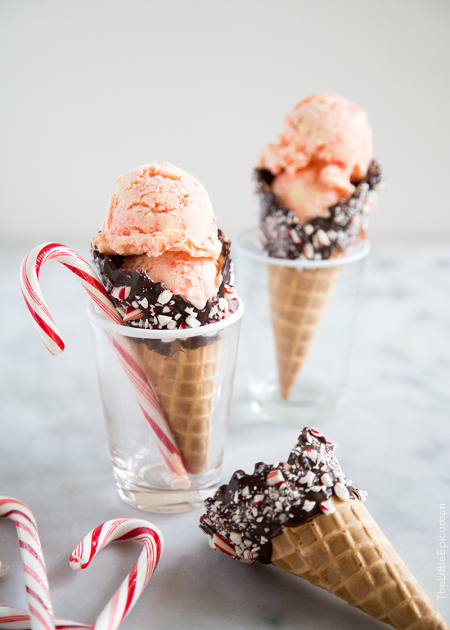 Peppermint Ice Cream with Chocolate Dipped Cone- The Little Epicurean