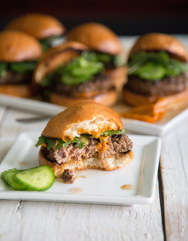 Asian Sliders with gochujang mayo- The Little Epicurean