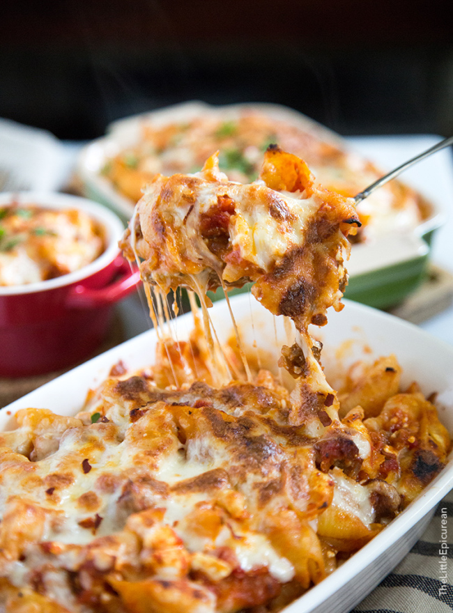 Cheesy Baked Pasta with Italian Sausage- The Little Epicurean