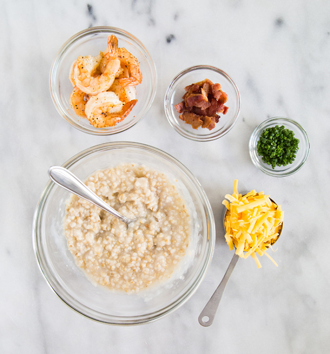 Shrimp and Cheddar Oatmeal- The Little Epicurean