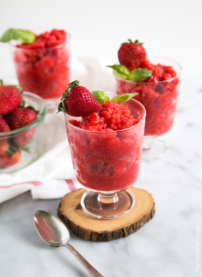 Strawberry Basil Granita- The Little Epicurean