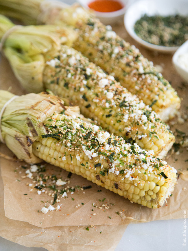Miso Butter Corn with Japanese toppings-The Little Epicurean