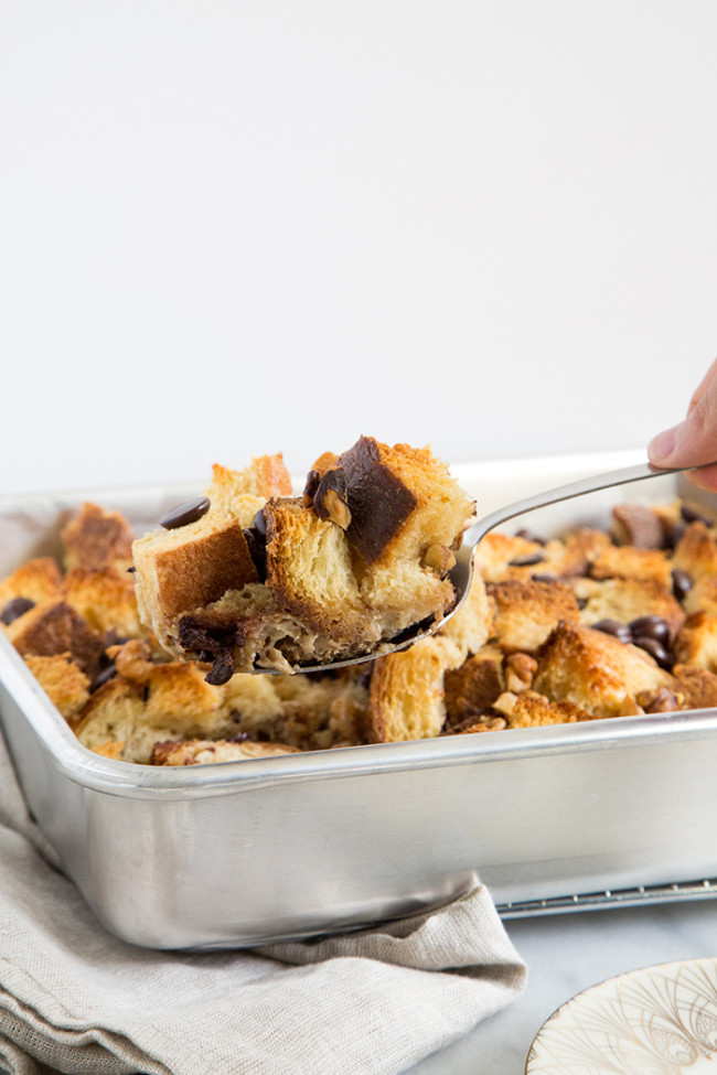 Walnut Chocolate Chip Bread Pudding-The Little Epicurean