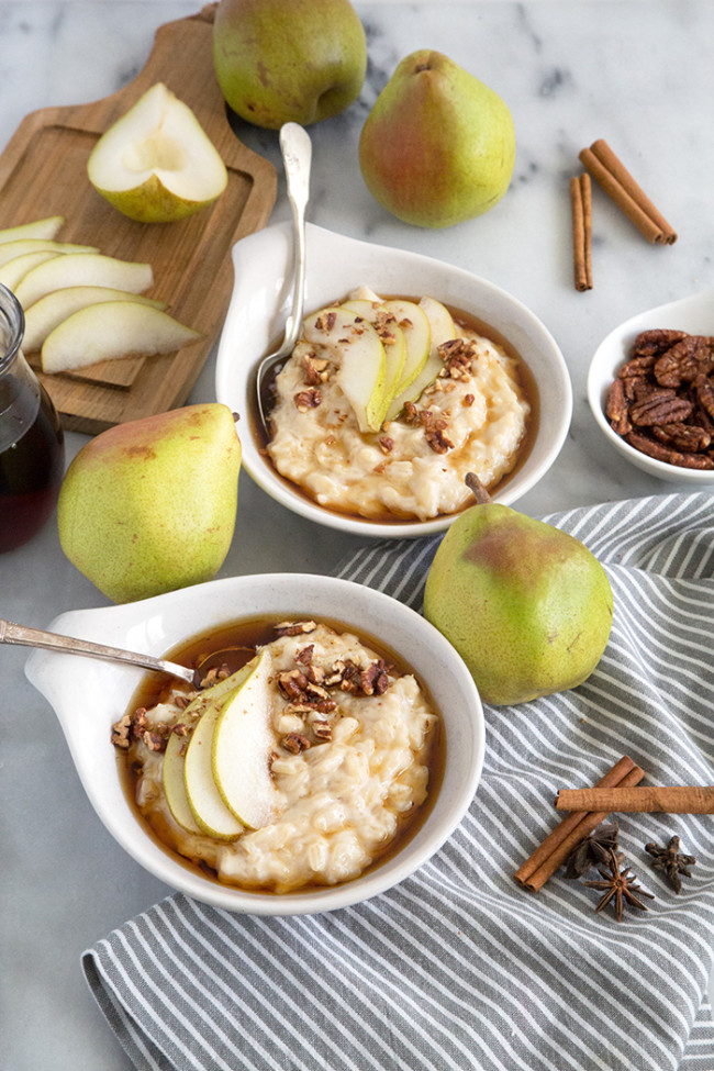 Pear Rice Pudding with maple and pecans-The Little Epicurean