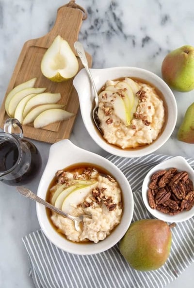 Pear Rice Pudding with maple and pecans-The Little Epicurean
