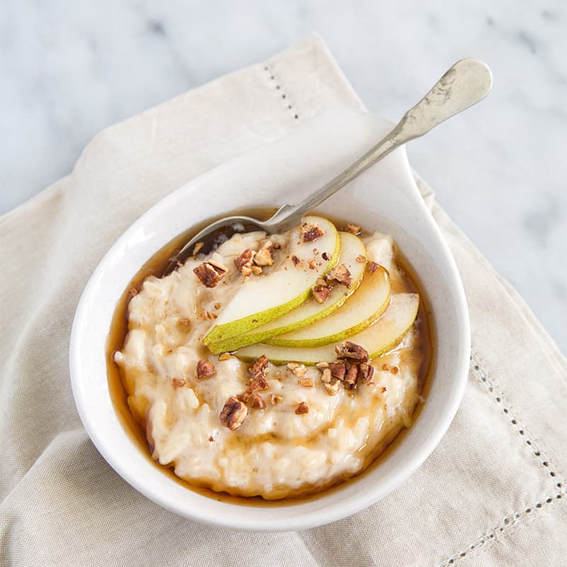 Pear Rice Pudding with maple and pecans-The Little Epicurean