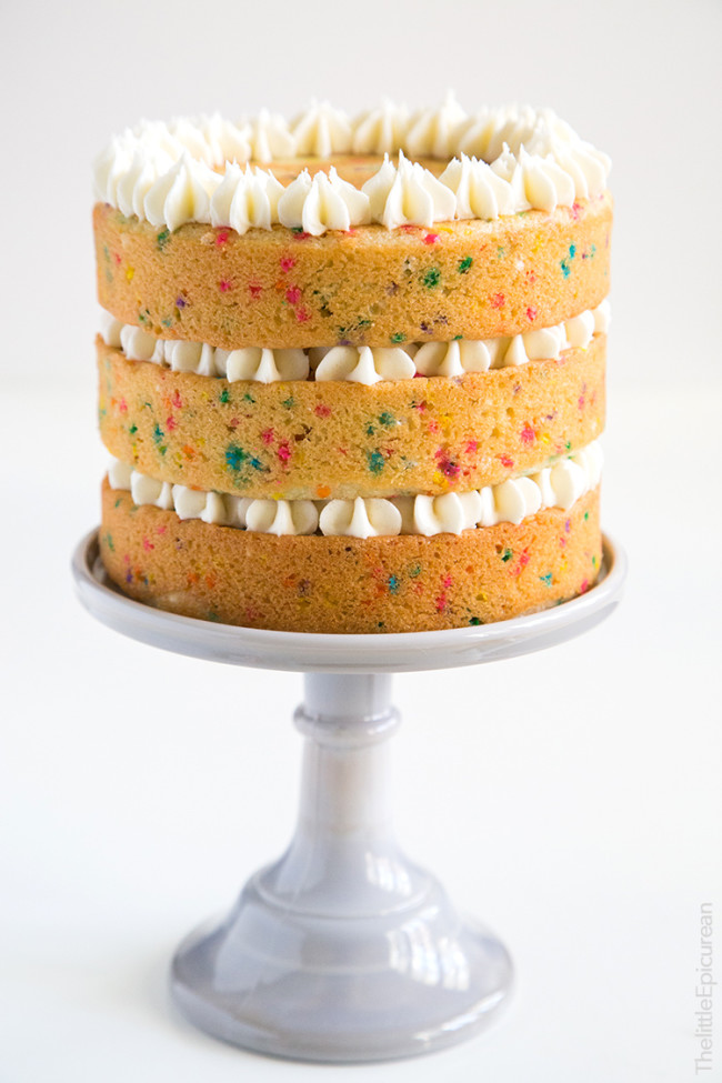 Coconut Confetti Cake with Coconut Buttercream- The Little Epicurean