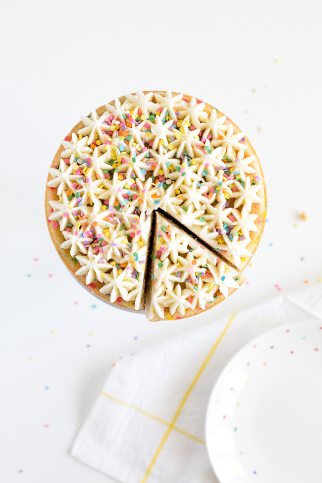 Coconut Confetti Cake with Coconut Buttercream- The Little Epicurean