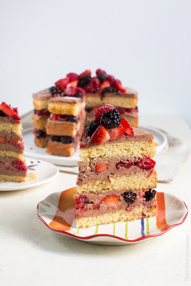 Chocolate Malt Berry Cake - The Little Epicurean