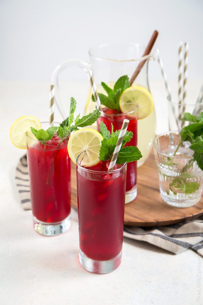 Mint Hibiscus Lemonade- The Little Epicurean