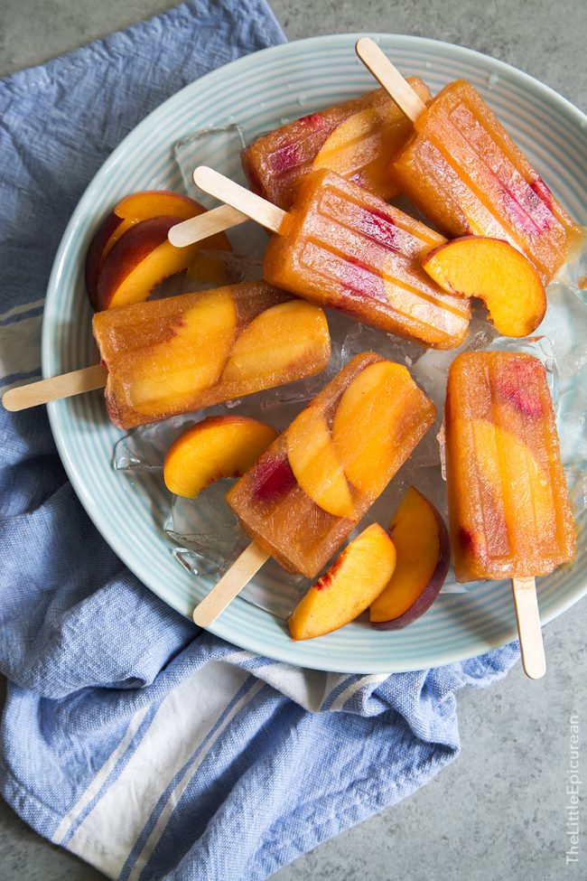 Raspberry Peach Sangria Popsicles - The Little Epicurean
