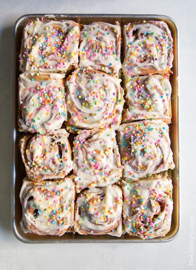 Funfetti Cinnamon Rolls - The Little Epicurean