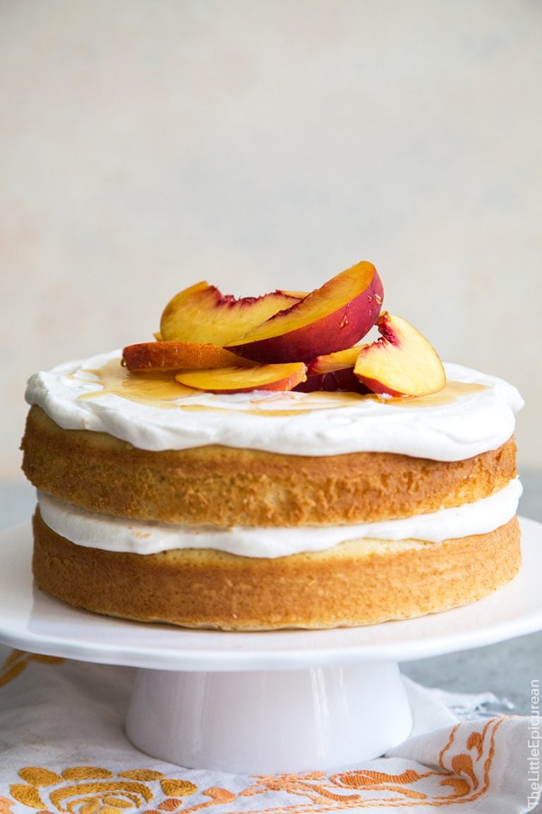 Peach Bellini Cake (Sparkling Wine Cake) - The Little Epicurean