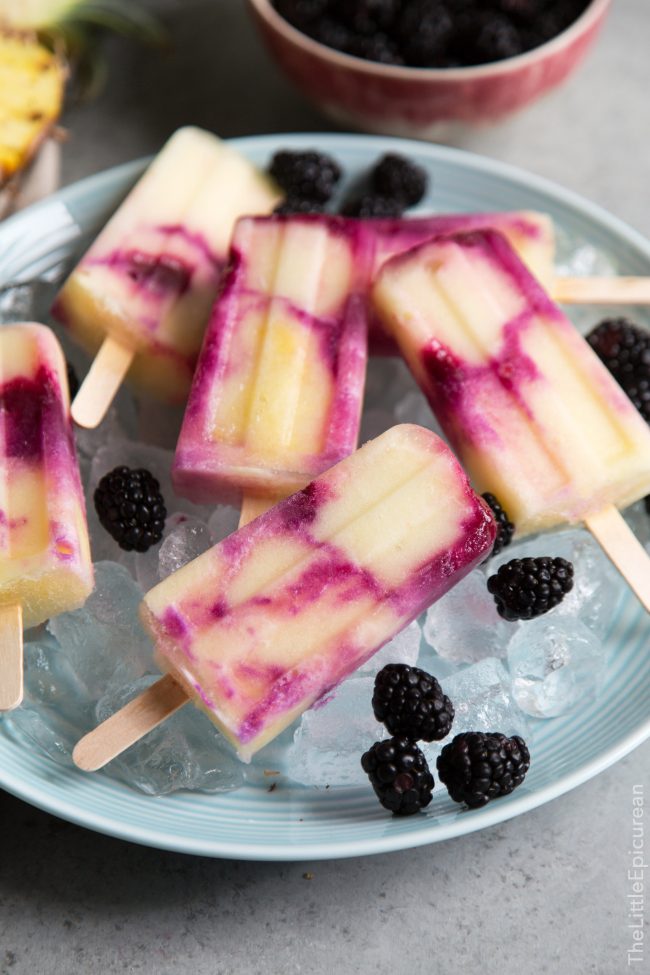 Blackberry Swirl Pineapple Popsicles - The Little Epicurean