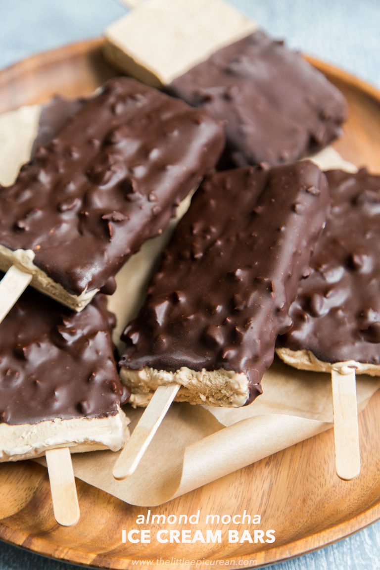 Almond Mocha Ice Cream Bars (no-churn)- The Little Epicurean