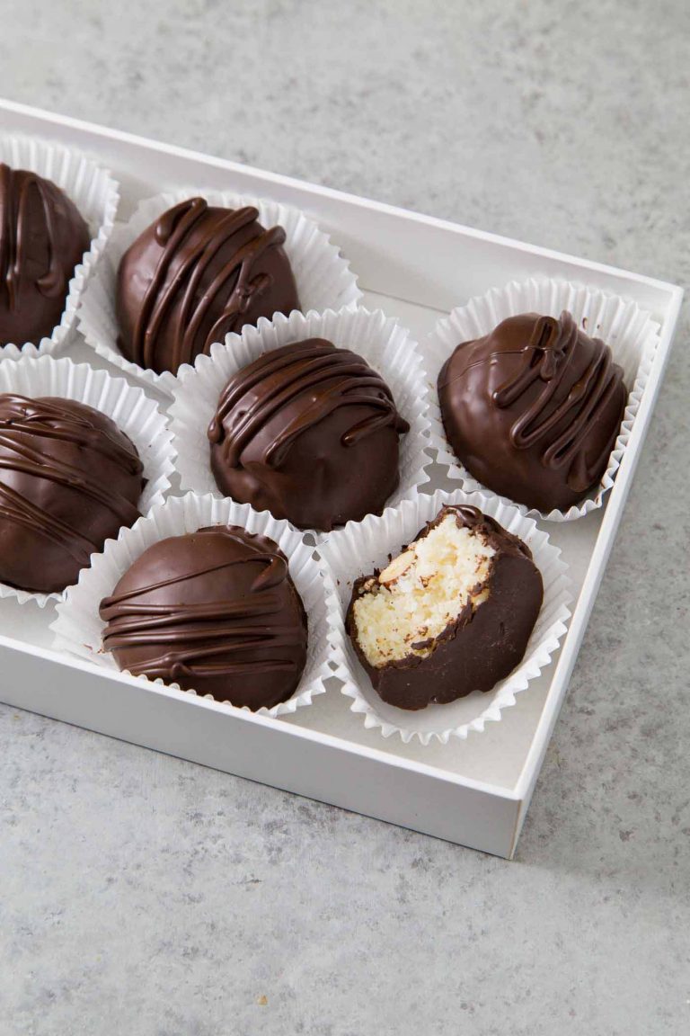 Dark Chocolate Almond Joy Truffles- The Little Epicurean