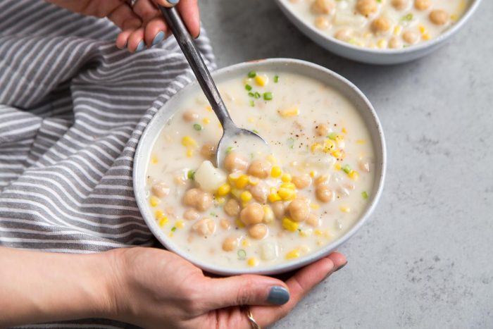 Chickpea Corn Chowder Soup- The Little Epicurean