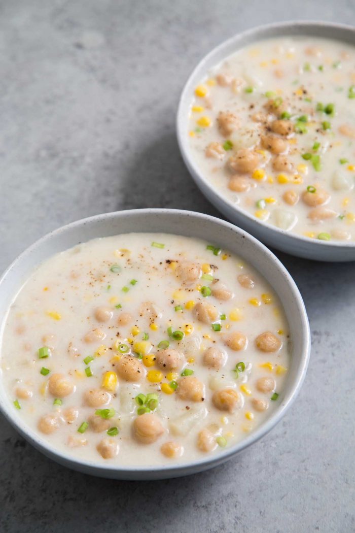 Chickpea Corn Chowder Soup- The Little Epicurean