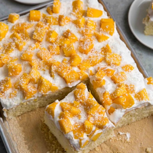 Mango Coconut Sheet Cake- The Little Epicurean