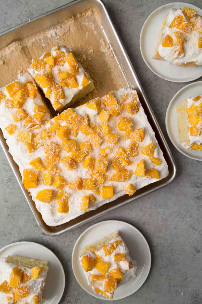 Mango Coconut Sheet Cake- The Little Epicurean