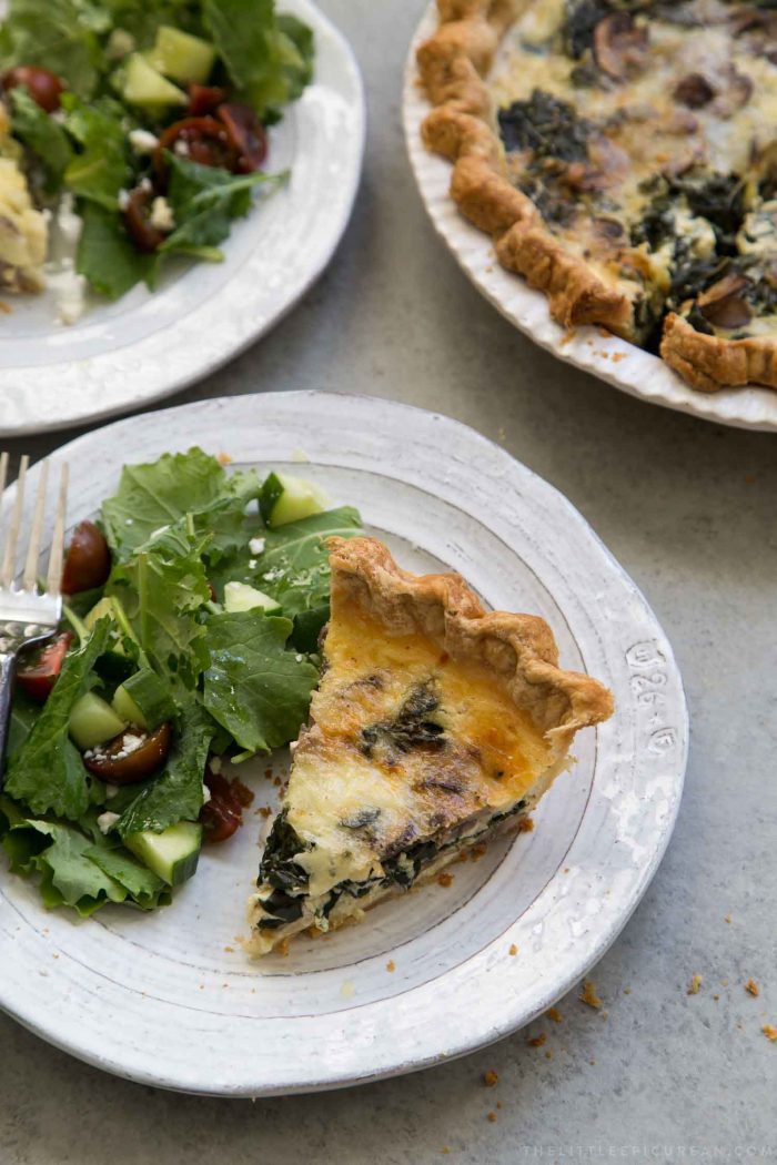 Mushroom Kale Quiche- The Little Epicurean