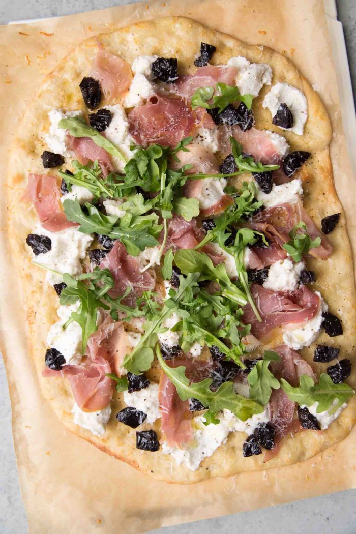 Ricotta Flatbread with Prunes and Jamon -The Little Epicurean