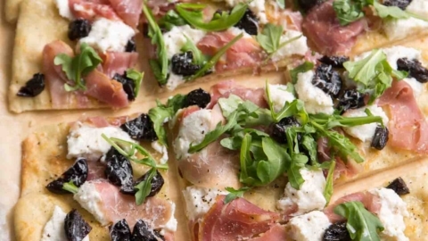 Ricotta Flatbread with Prunes and Jamon -The Little Epicurean