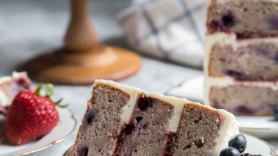 Mixed Berry Layer Cake with Cream Cheese - The Little Epicurean