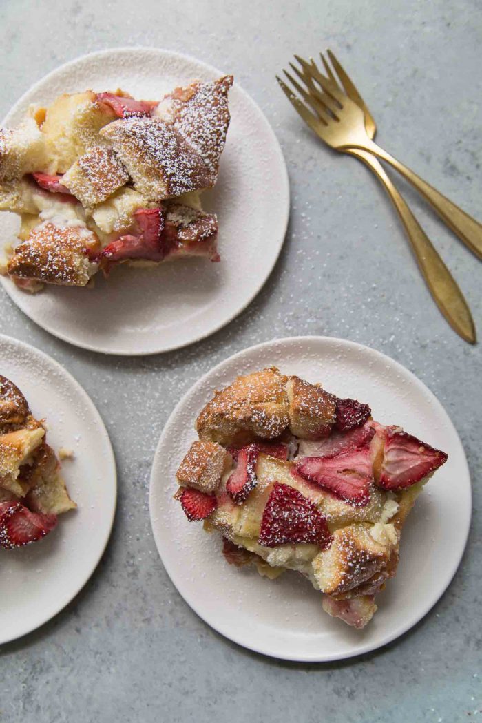 White Chocolate Strawberry Bread Pudding-The Little Epicurean