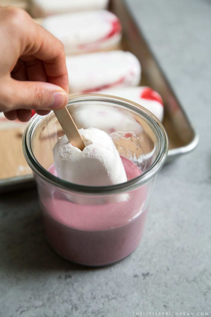 Ruby Chocolate Strawberry Swirl Ice Cream Bars - The Little Epicurean