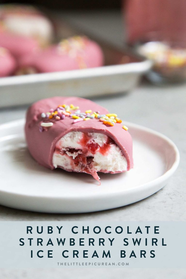 Ruby Chocolate Strawberry Swirl Ice Cream Bars - The Little Epicurean
