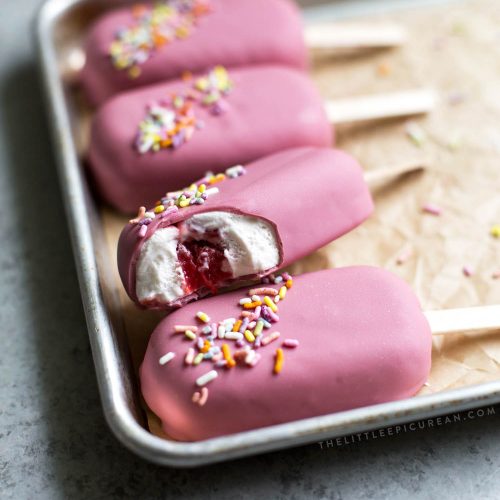 Ruby Chocolate Strawberry Swirl Ice Cream Bars - The Little Epicurean