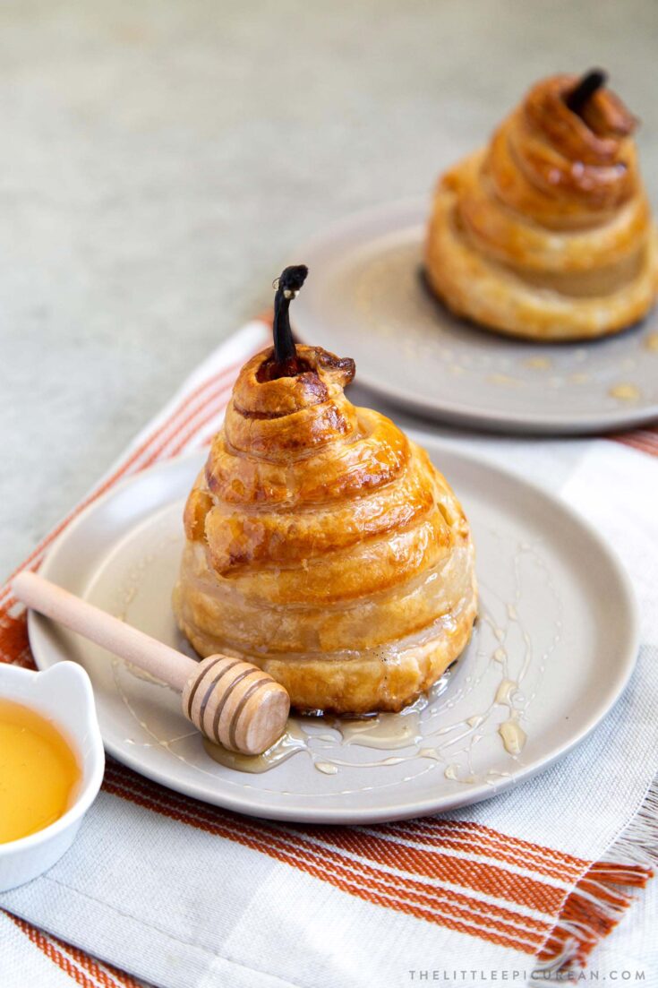 Poached Pear Puff Pastry - The Little Epicurean
